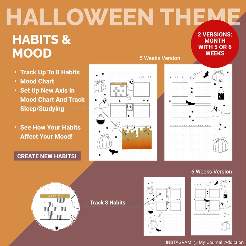Undated Bullet Point Journal Printable Halloween Theme - Etsy