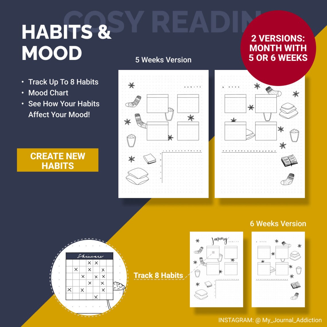 Undated Bullet Point Journal Printable Cosy Reading Theme - Etsy