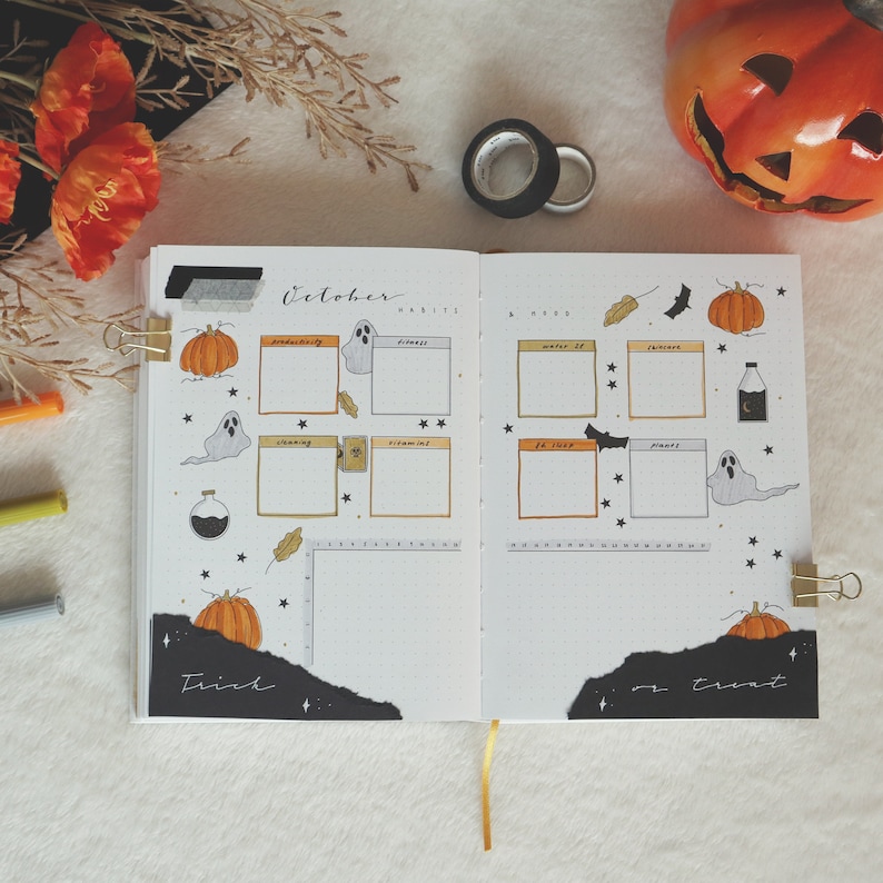 Undated Bullet Point Journal Printable Halloween Theme - Etsy