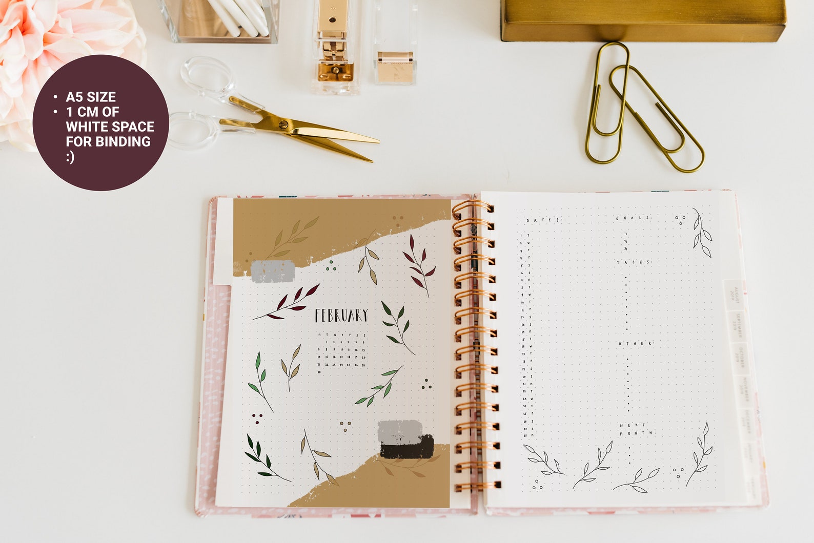 Undated Bullet Point Journal Printable Bothanical Theme - Etsy