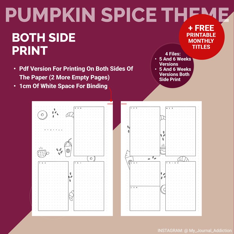 Undated Bullet Point Journal Printable Pumpkin Spice Theme - Etsy