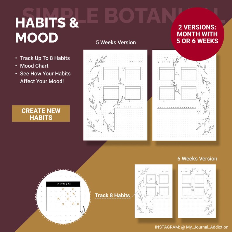 Undated Bullet Point Journal Printable Bothanical Theme - Etsy