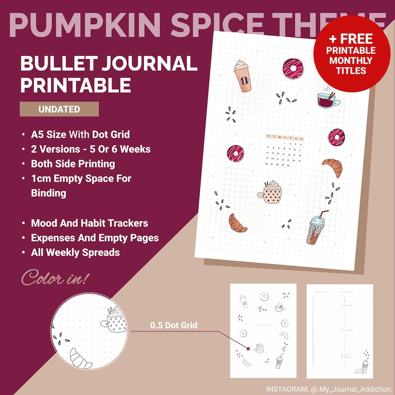 Undated Bullet Point Journal Printable Pumpkin Spice Theme - Etsy