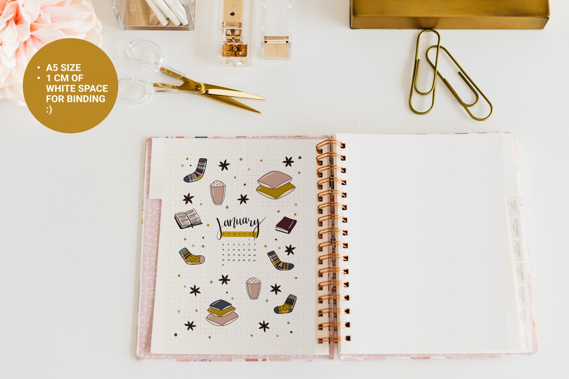 Undated Bullet Point Journal Printable Cosy Reading Theme - Etsy