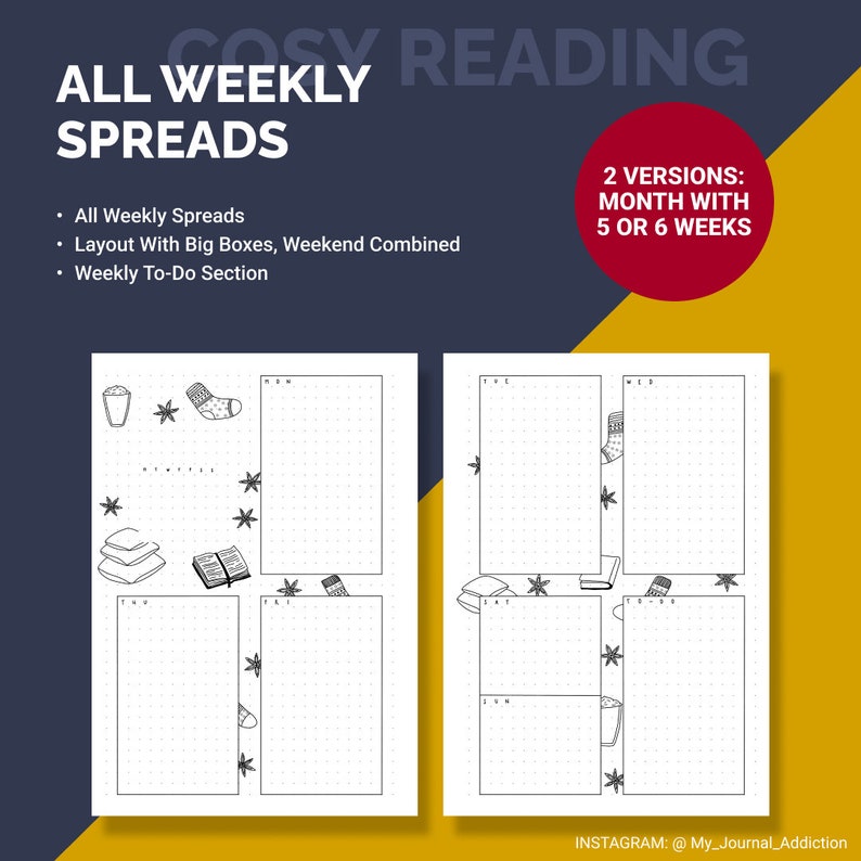 Undated Bullet Point Journal Printable Cosy Reading Theme - Etsy