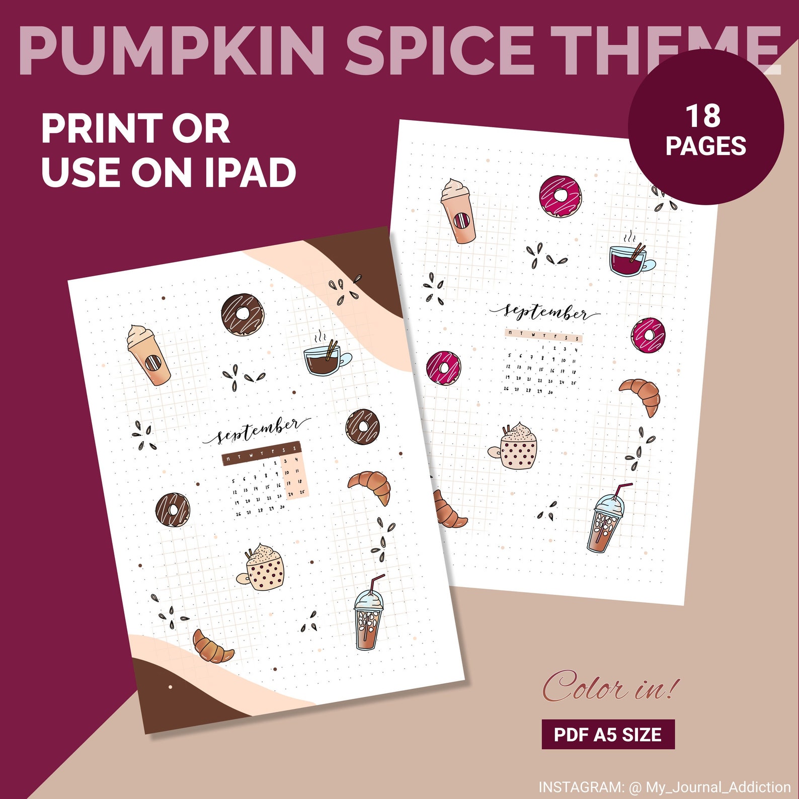 Undated Bullet Point Journal Printable Pumpkin Spice Theme - Etsy