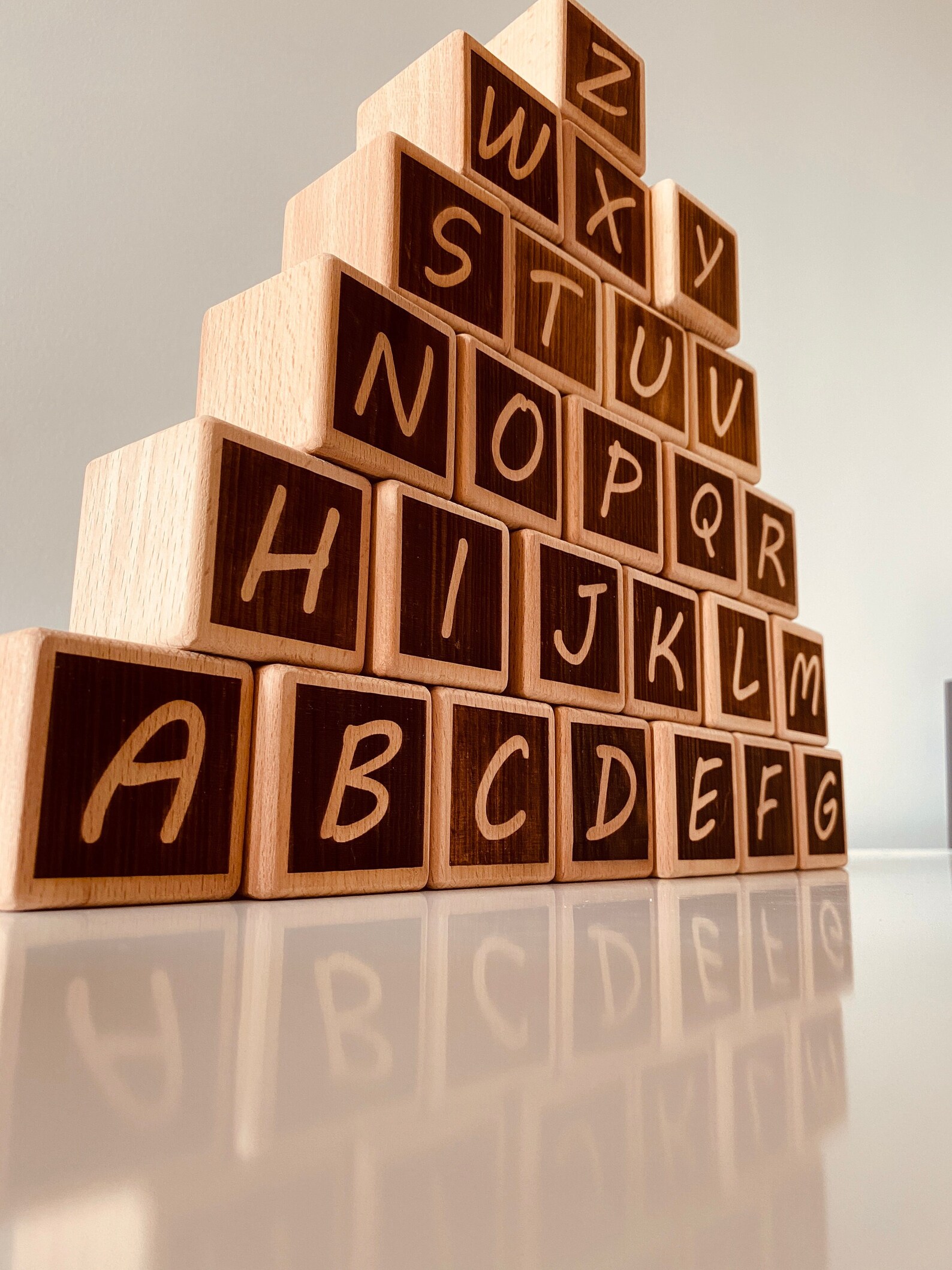 Wooden Alphabet Block Set, Alphabet Blocks, Wooden Abc Blocks, Wood ...