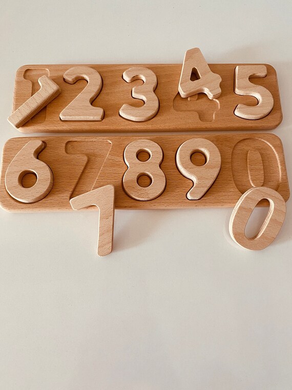 Wooden Number Puzzle Wooden Numbers Natural Wooden Puzzle - Etsy