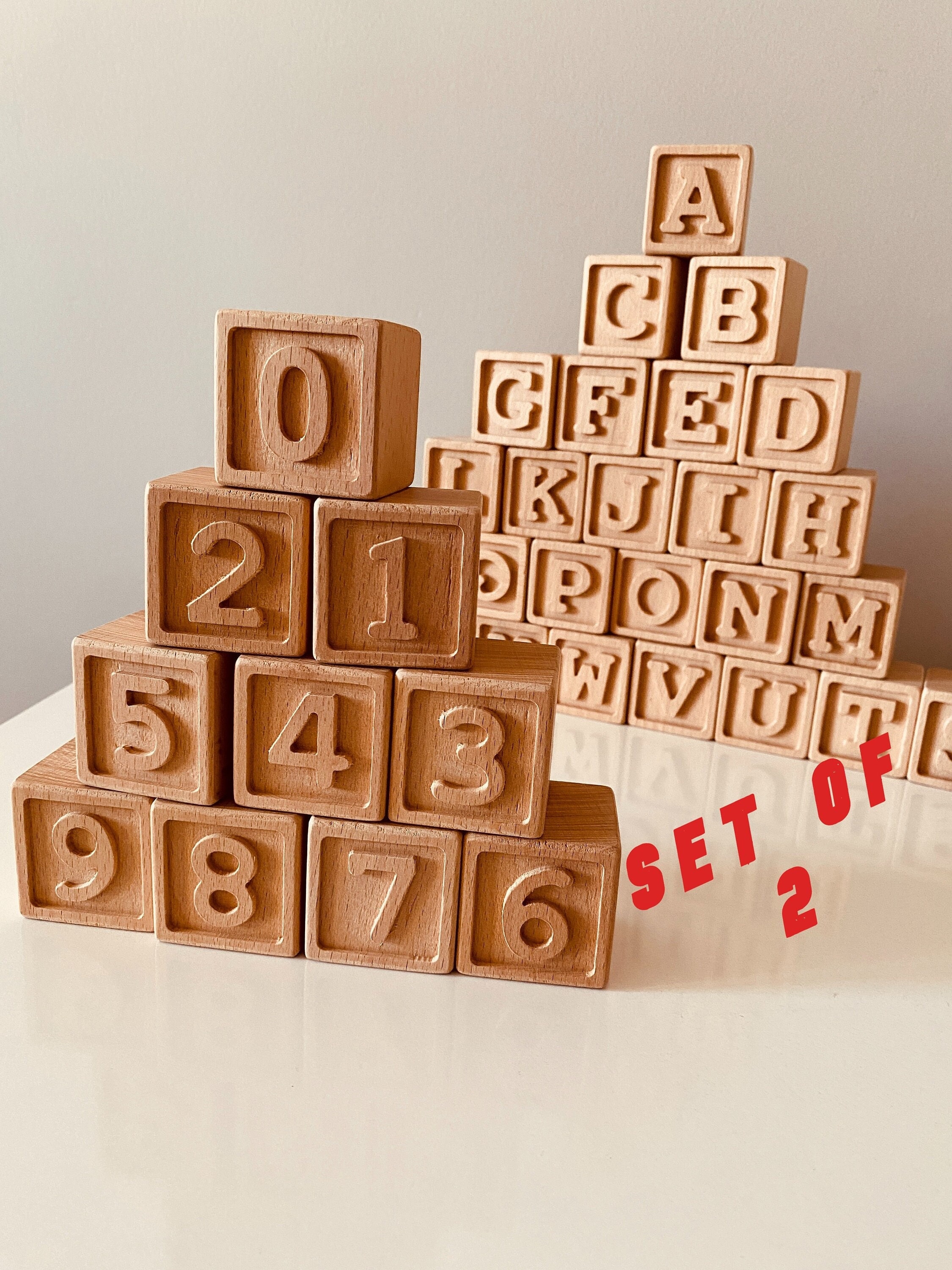 Wooden Alphabet Block Set, Wooden Number Blocks, Wood Letter Cubes ...