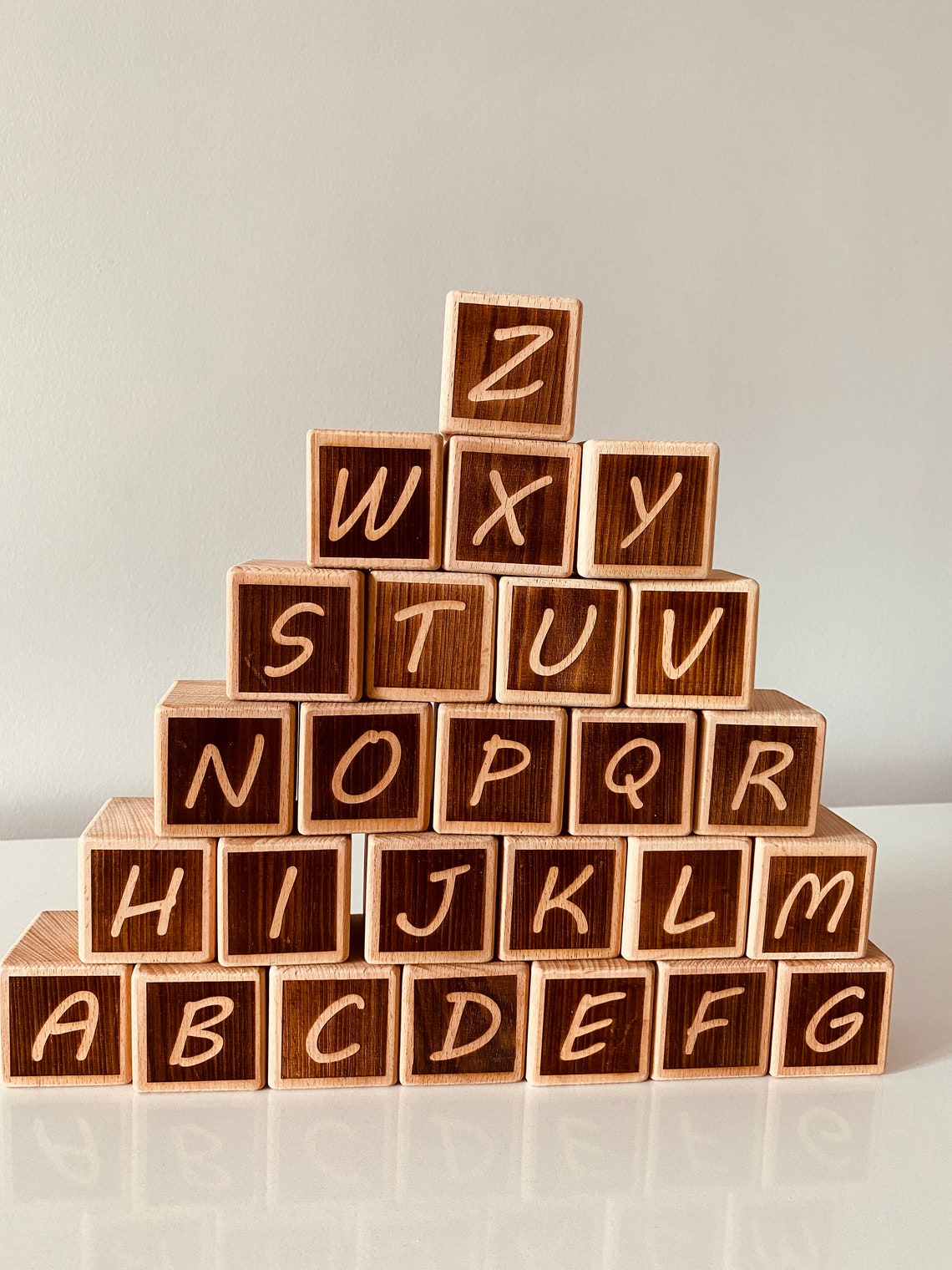 Wooden Alphabet Block Set, Alphabet Blocks, Wooden Abc Blocks, Wood ...