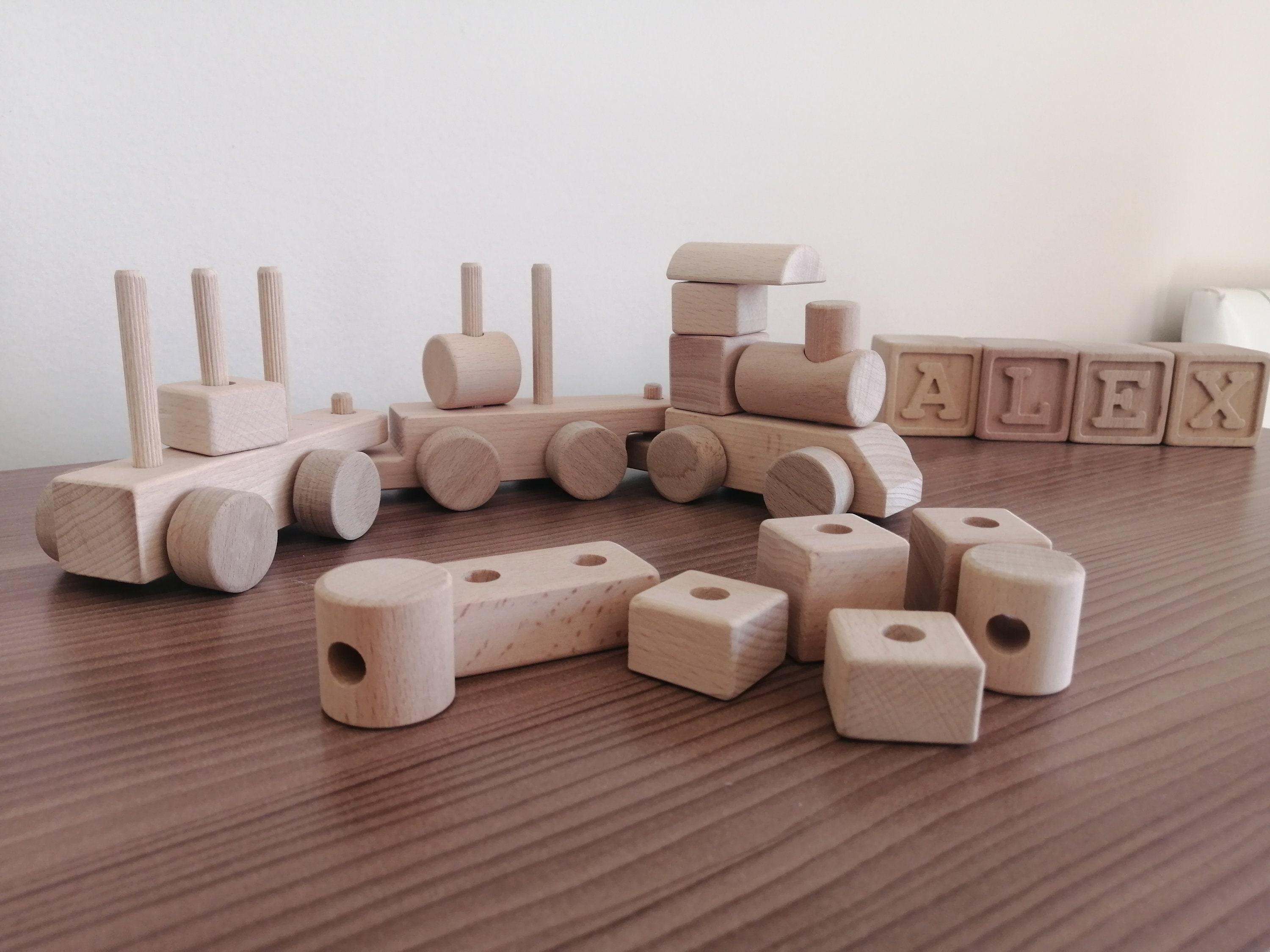 Geometric Train, Wooden Toy Train, Handmade Wooden Train, Wooden Train ...