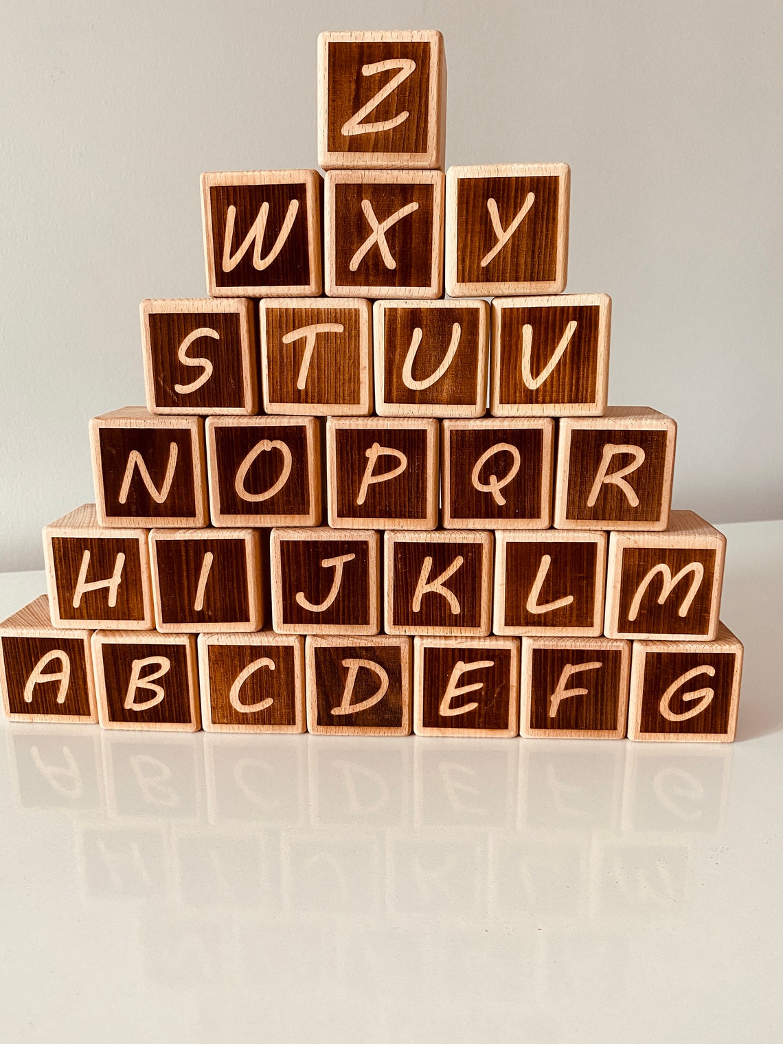Wooden Alphabet Block Set, Alphabet Blocks, Wooden Abc Blocks, Wood ...