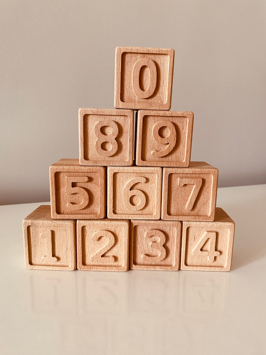 Wood Number Block Set, Wooden Number Blocks, Educational Number Set ...