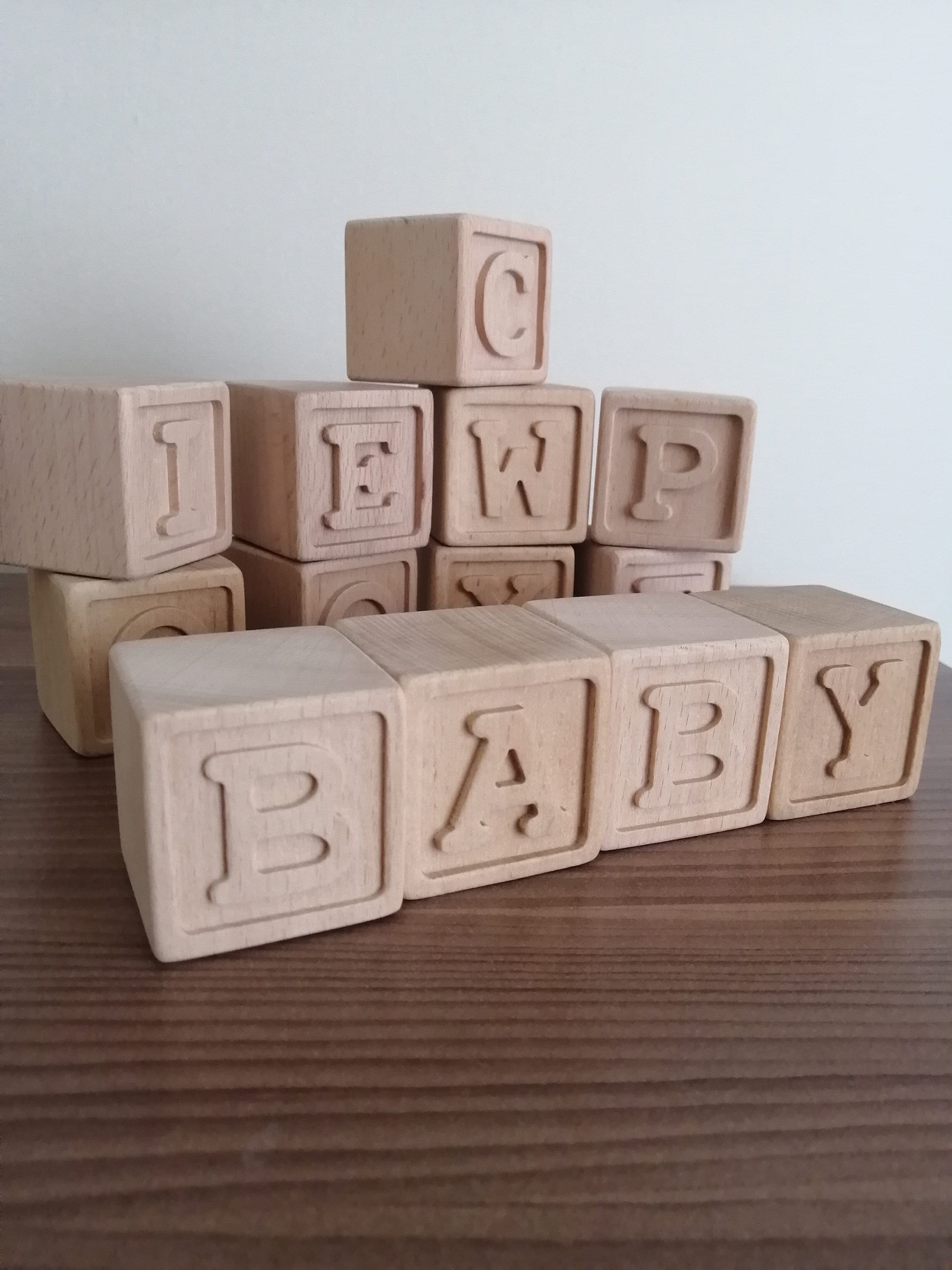 Wooden Alphabet Block Set Wooden Abc Blocks Wood Letter - Etsy