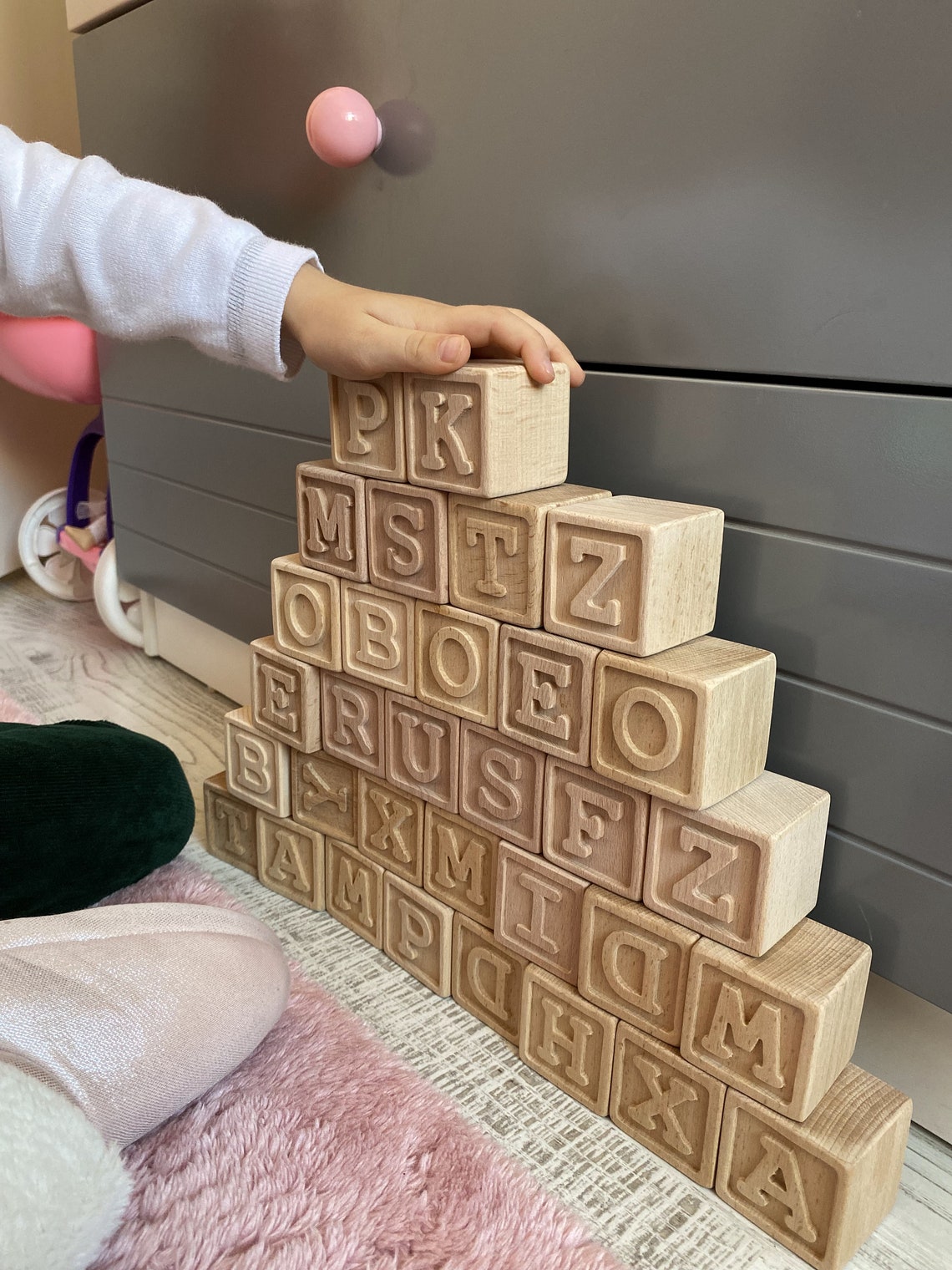 Wooden Alphabet Block Set Wooden Abc Blocks Wood Letter - Etsy