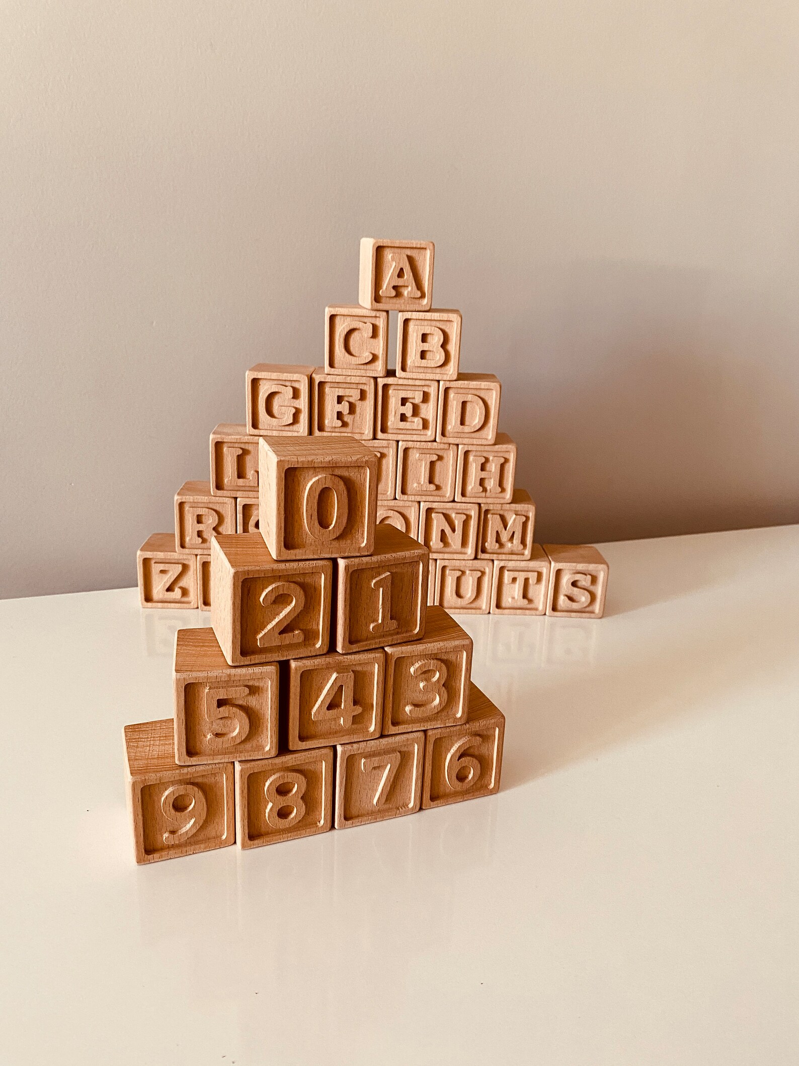 Wooden Alphabet Block Set, Wooden Number Blocks, Wood Letter Cubes ...