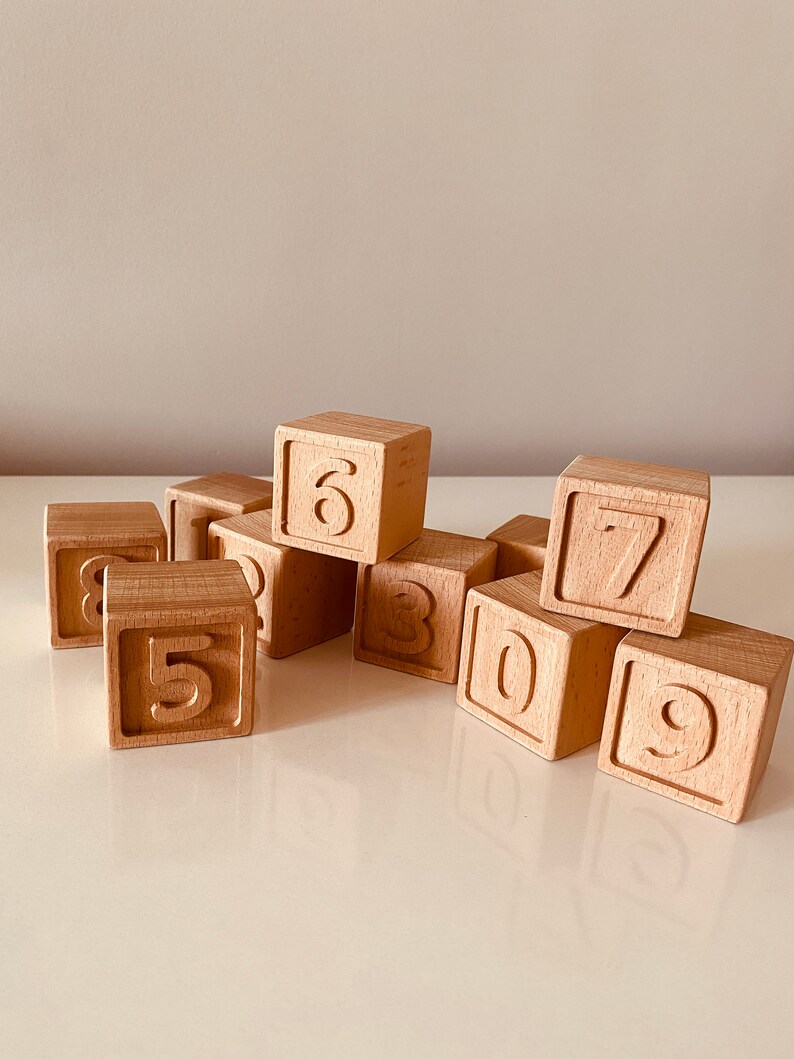 Wood Number Block Set, Wooden Number Blocks, Educational Number Set ...