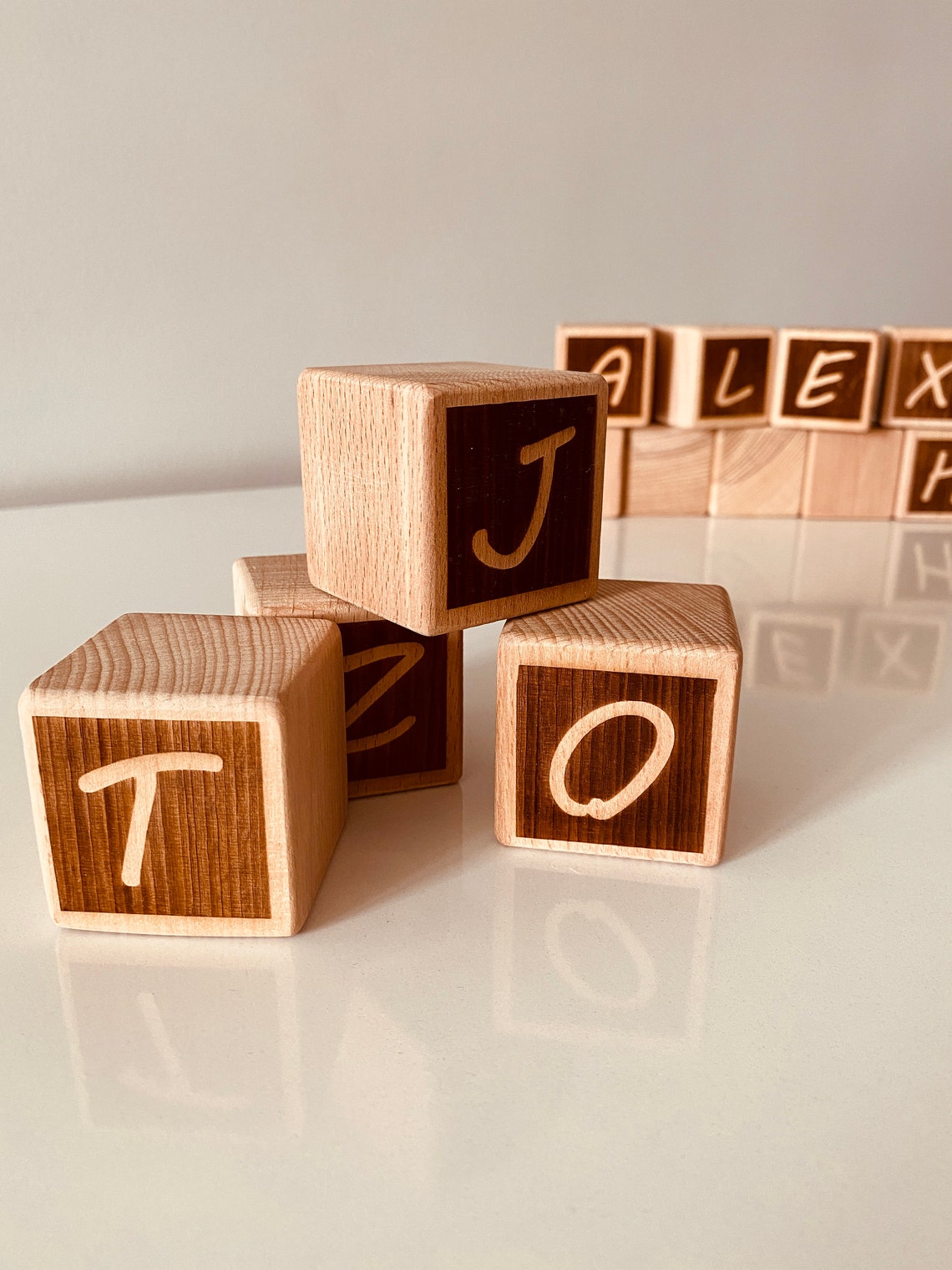 Wooden Alphabet Block Set, Alphabet Blocks, Wooden Abc Blocks, Wood ...