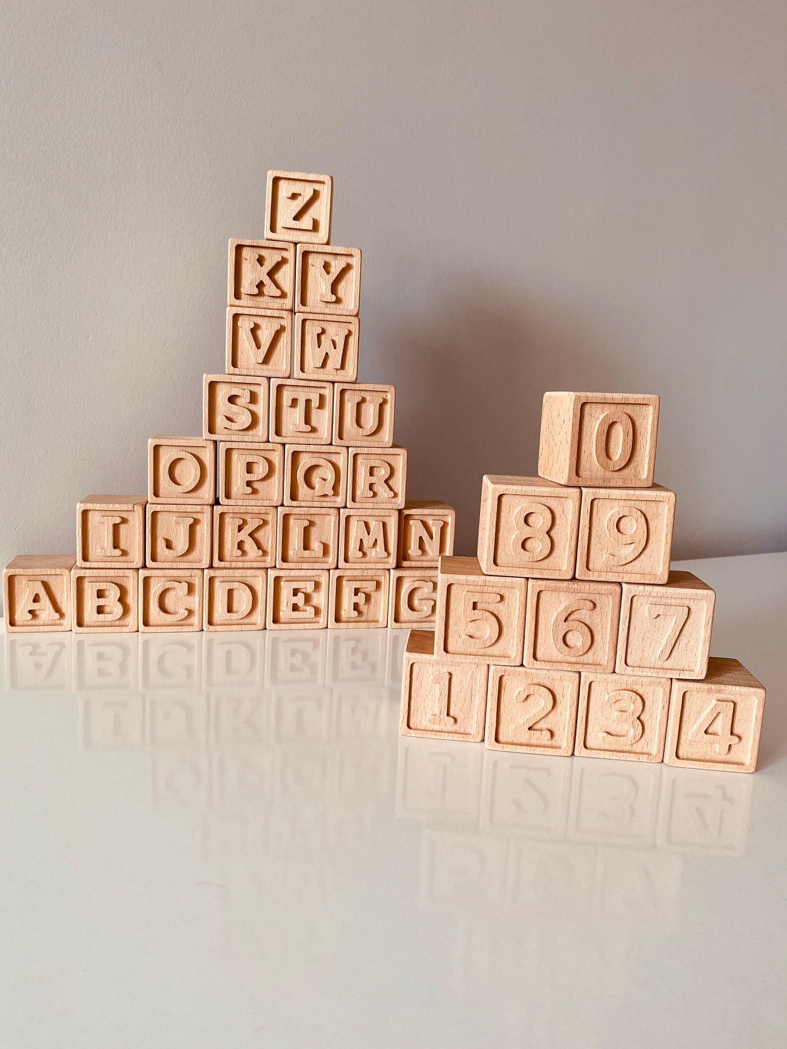 Wooden Alphabet Block Set, Wooden Number Blocks, Wood Letter Cubes ...