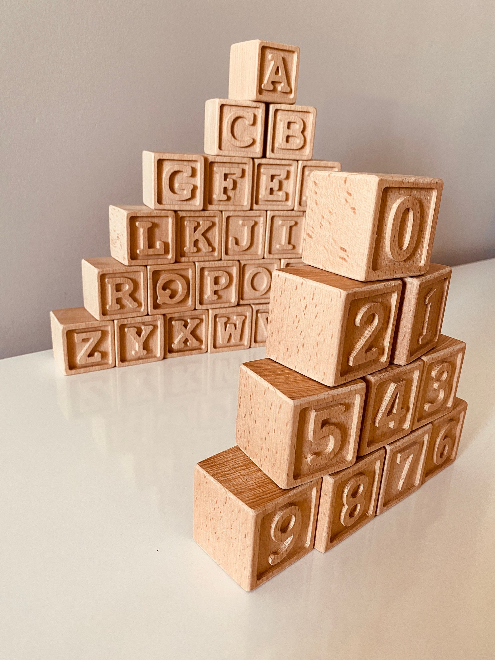 Wooden Alphabet Block Set, Wooden Number Blocks, Wood Letter Cubes ...