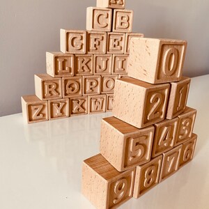 Wooden Alphabet Block Set, Wooden Number Blocks, Wood Letter Cubes ...