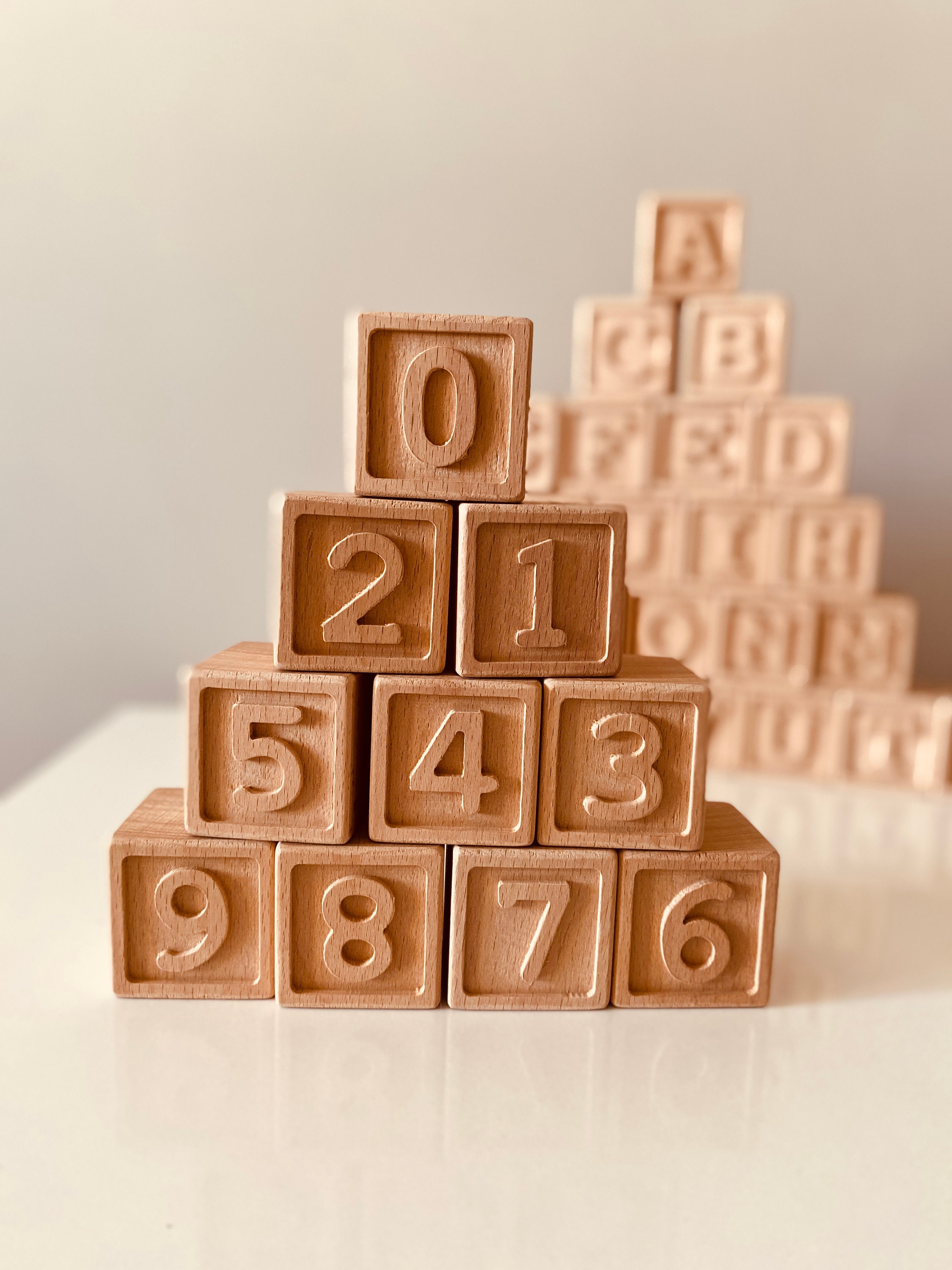 Wooden Alphabet Block Set, Wooden Number Blocks, Wood Letter Cubes ...