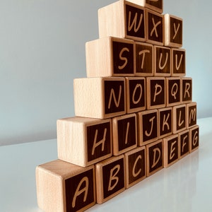 Wooden Alphabet Block Set, Alphabet Blocks, Wooden Abc Blocks, Wood ...