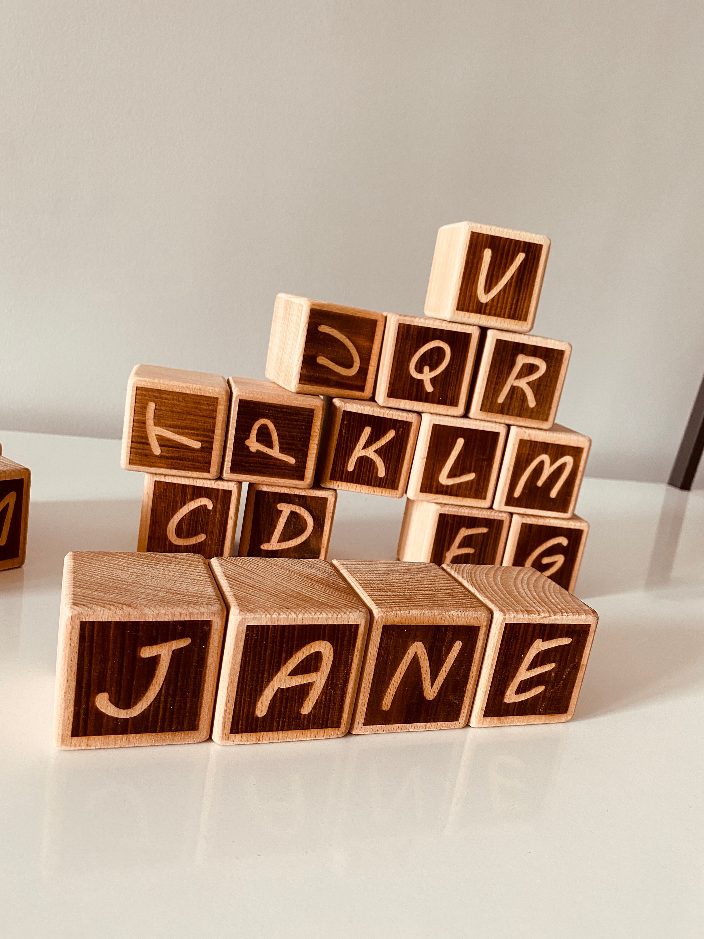 Wooden Alphabet Block Set, Alphabet Blocks, Wooden Abc Blocks, Wood ...