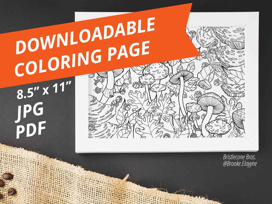 Autumn Mushrooms Coloring Page - Printable 8.5" X 11" - Etsy