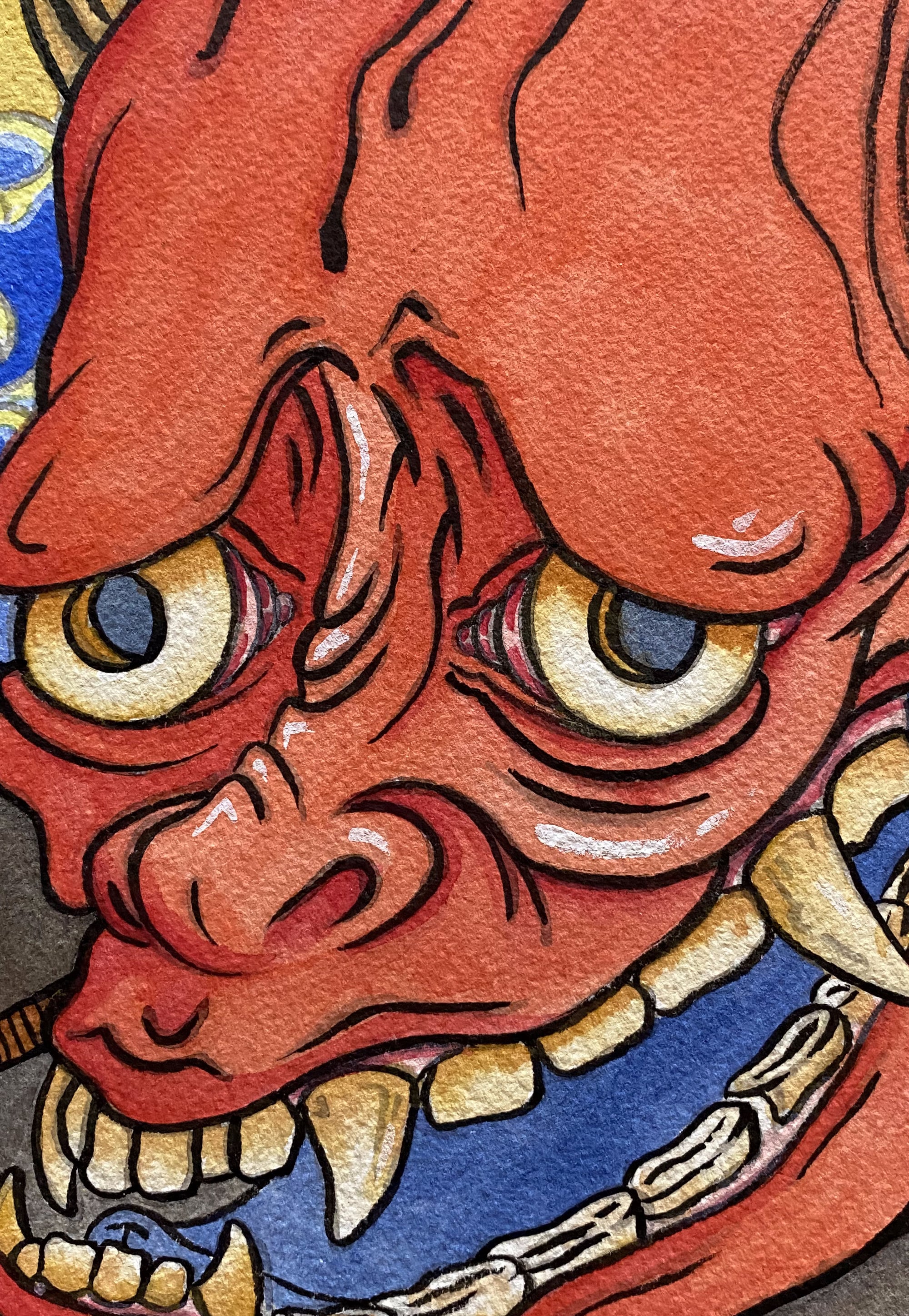 Japanese Style Hannya Mask - Original Watercolor Painting - Etsy