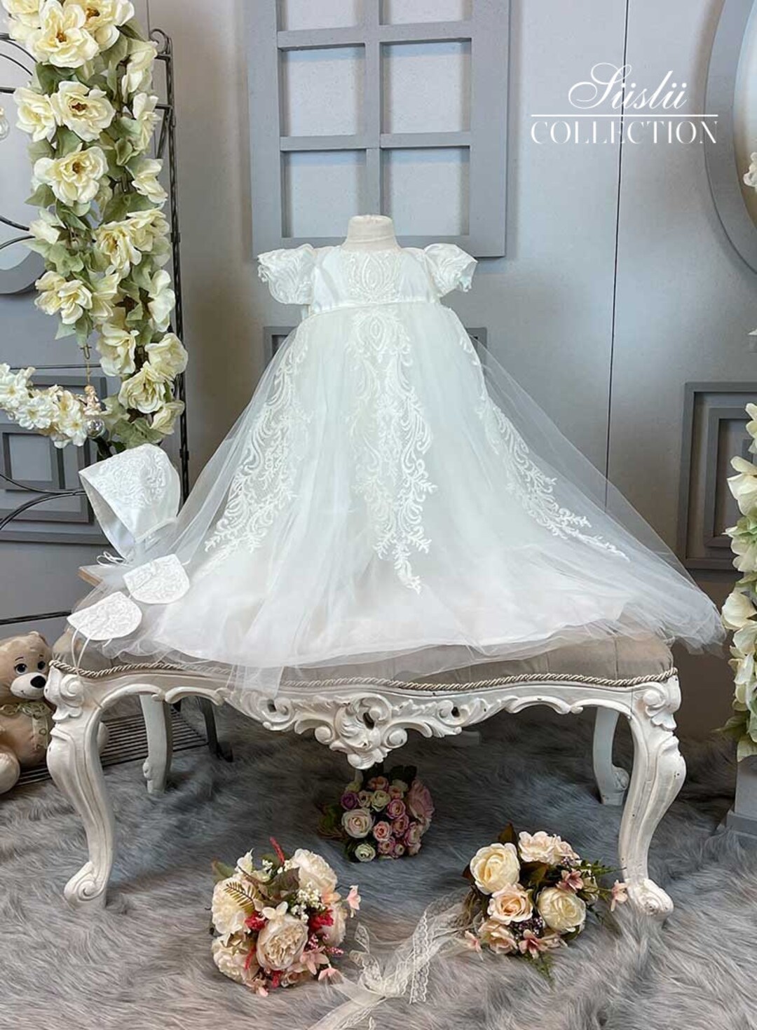 Lace Motif Girl Baptism Dress · Baby Girl Baptism Dresses SCENK10057 - Etsy