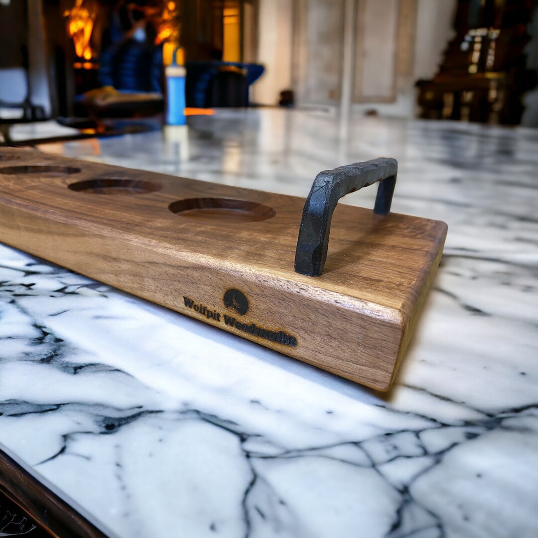 Figured Walnut Drink Flight Tray With Handles - Etsy
