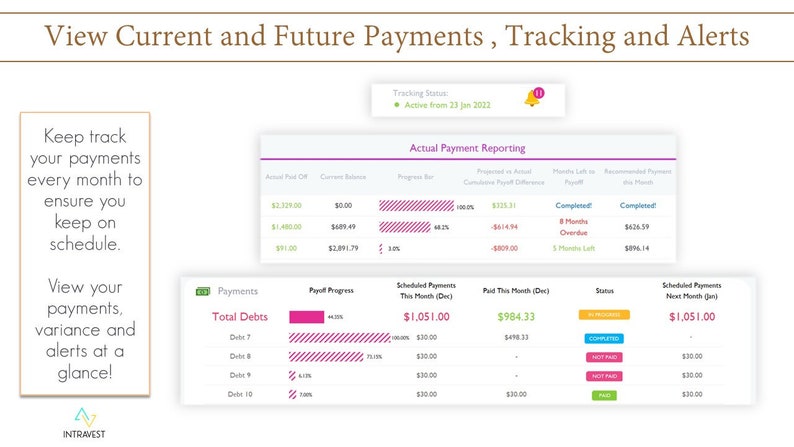Debt Tracker & Dashboard dynamic Dashboard, Payment Tracking ...