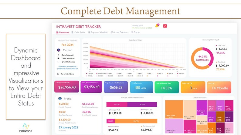 Debt Tracker & Dashboard dynamic Dashboard, Payment Tracking ...