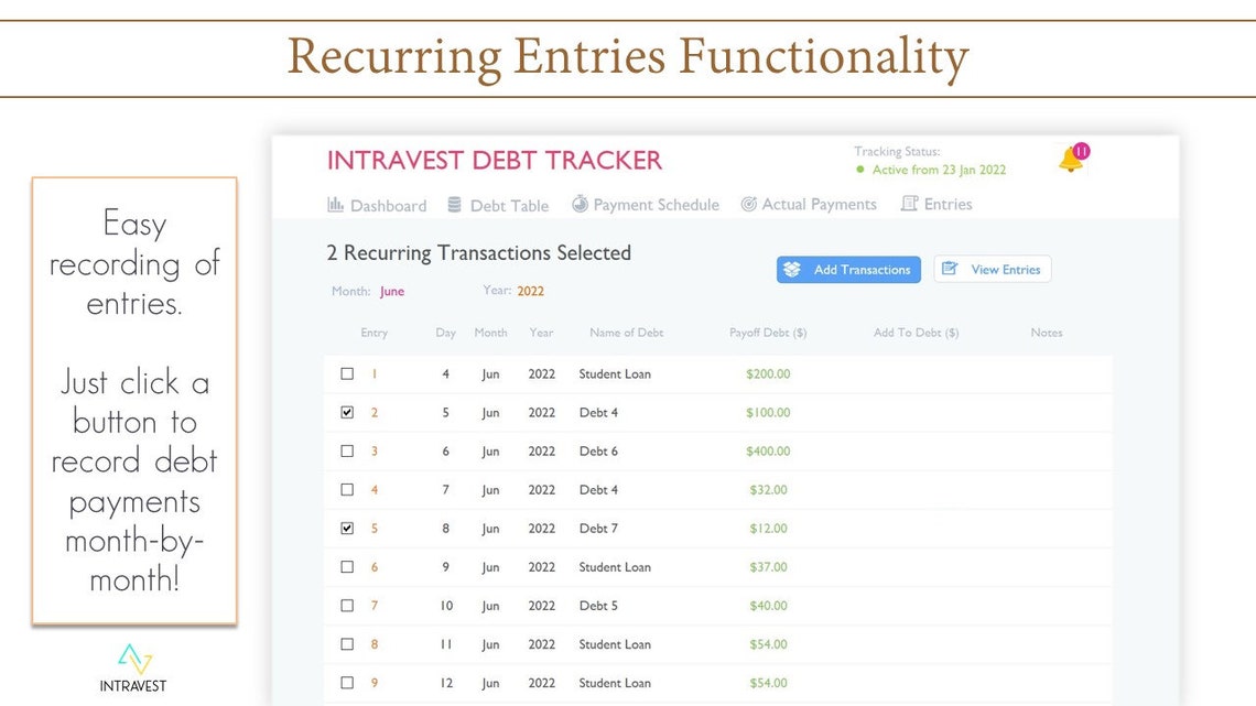Debt Tracker & Dashboard dynamic Dashboard, Payment Tracking ...