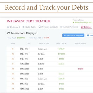 Debt Tracker & Dashboard dynamic Dashboard, Payment Tracking ...