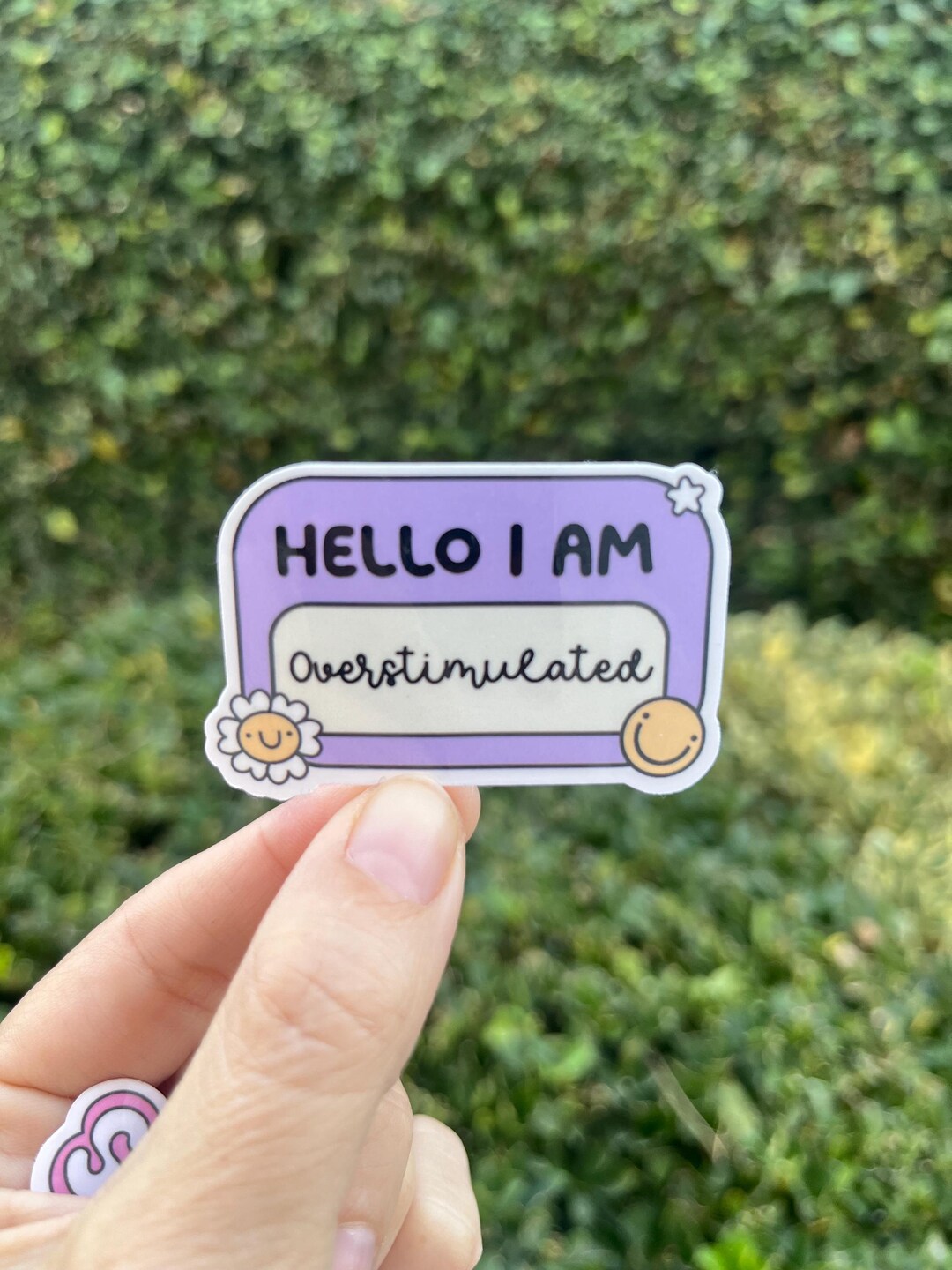 Hello I’m Overstimulated Name Tag Waterproof Sticker Decal/ Mental ...