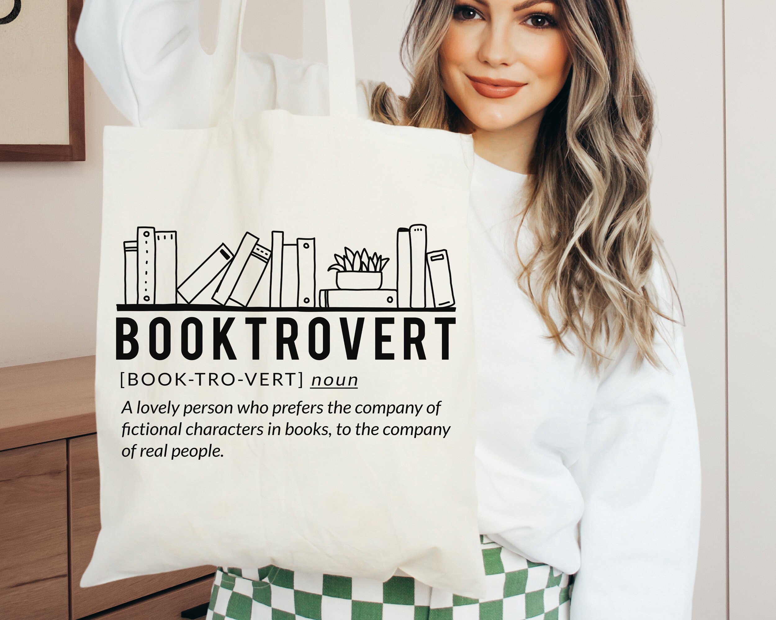 Booktrovert Definition Bag Book Characters Lover Bookish Club Tote Fun ...