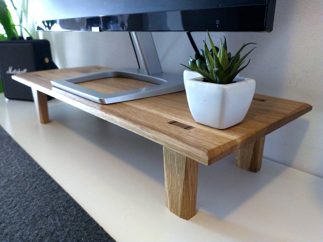 Wood Monitor Stand 100% Handcrafted Solid Oak / Desk Shelf / Imac Stand ...