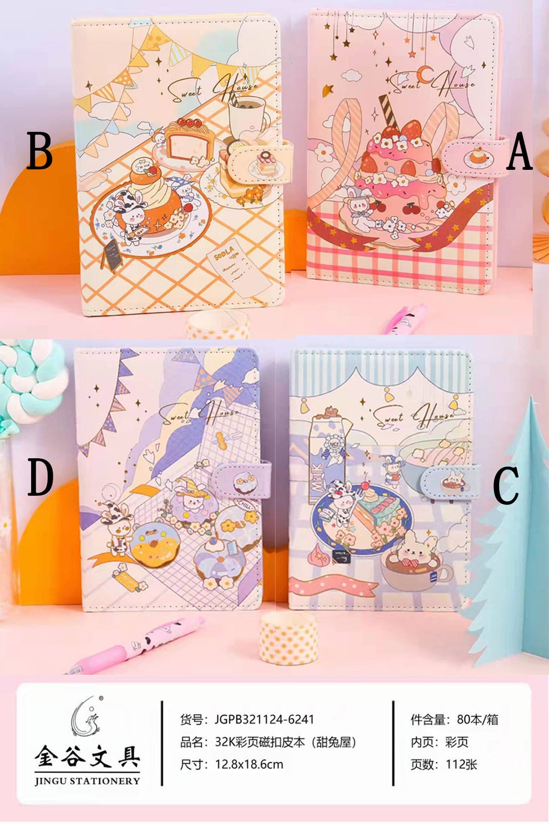 Cute Sweet Rabbit House Notebook - Kawaii Journal, Stationery, Cute ...