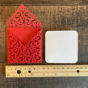 Lacy Red Envelopes and Cards: Blank Christmas Wedding Stationery Set - Etsy
