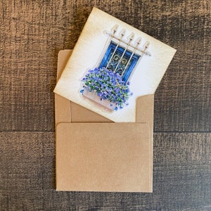 Window Note Cards With Kraft Envelopes Floral Note Cards Thank You ...