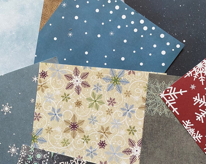 Set of 10 Snowflake Themed Card Stock Papers Christmas Card Making ...