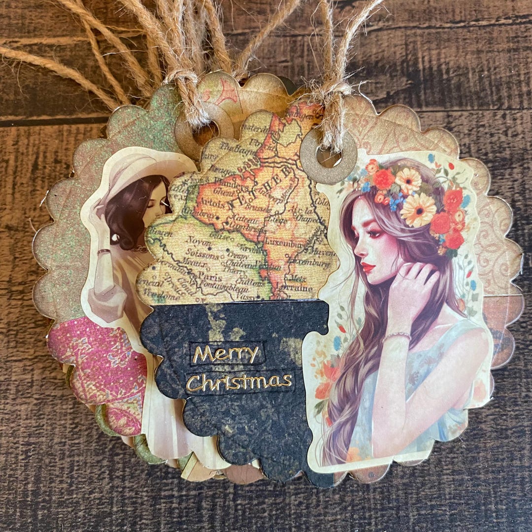 Christmas Gift Tags Large Vintage-look Gift Tags Beautiful Ladies ...