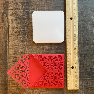 Lacy Red Envelopes and Cards: Blank Christmas Wedding Stationery Set - Etsy