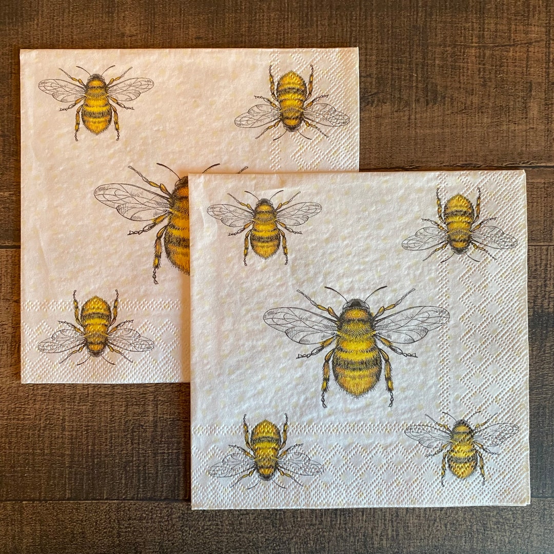 Decoupage Napkins Vintage Books Craft Napkins Bee Themed Napkins ...