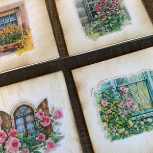 Window Note Cards With Kraft Envelopes Floral Note Cards Thank You ...