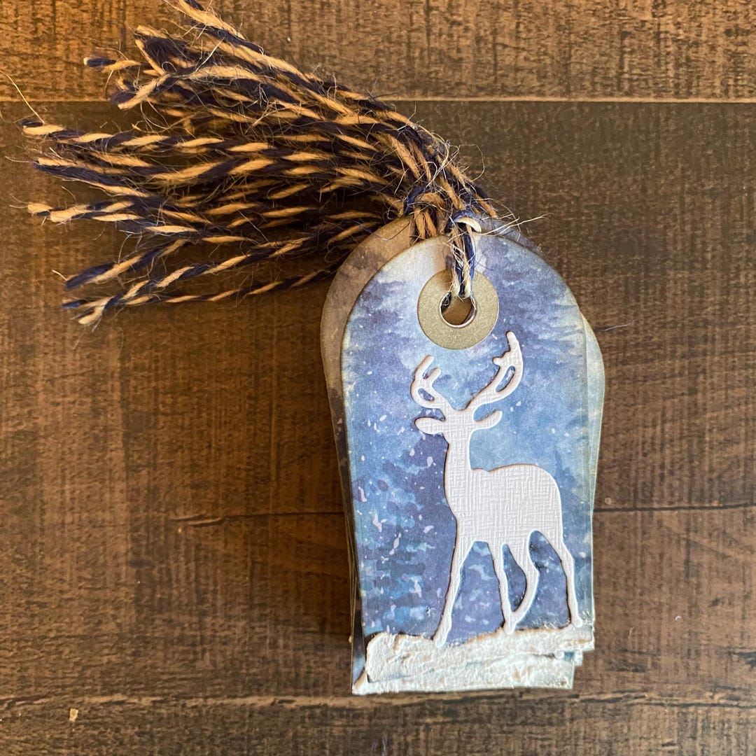 Winter Deer Christmas Gift Tags: Handmade Woodland Set of 12 - Etsy