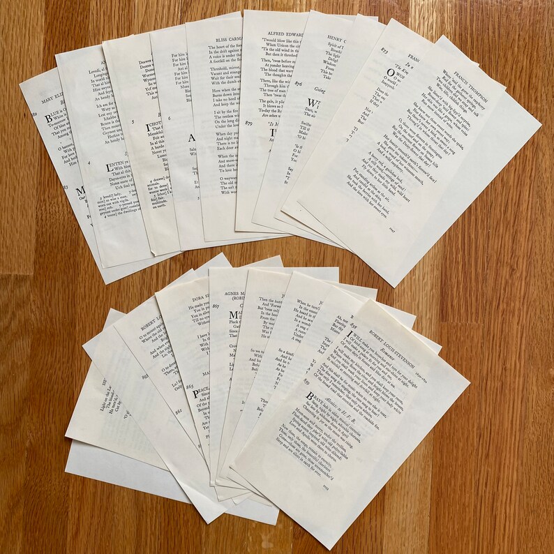 20 Vintage English Poetry Pages | 1950s | Junk Journal Ephemera ...