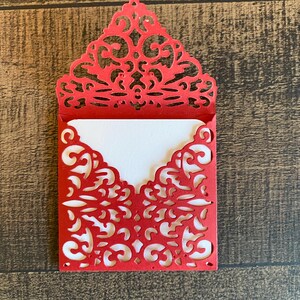 Lacy Red Envelopes and Cards: Blank Christmas Wedding Stationery Set - Etsy